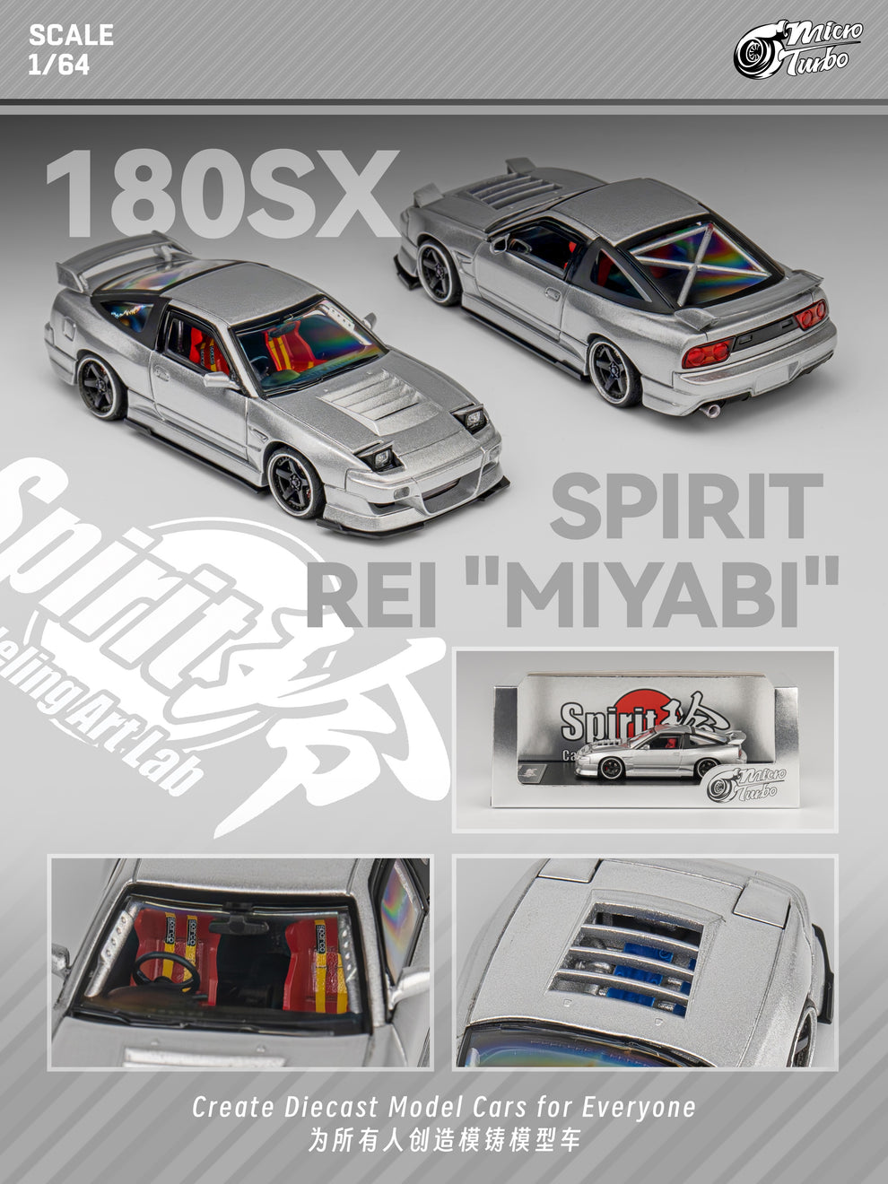 Microturbo - 1/64 Custom 180SX - Metalic Silver – Mot Hobby Studio
