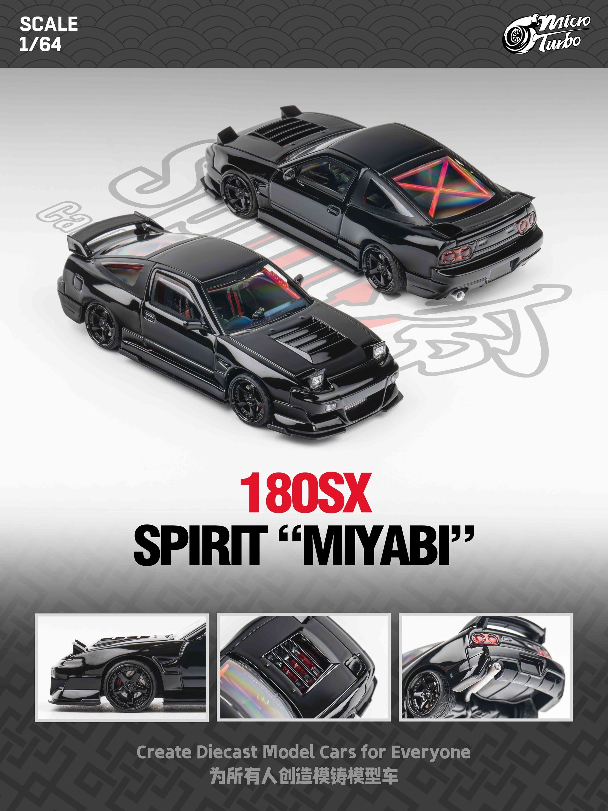 Microturbo 1/64 Custom 180SX "MIYABI" - Black – Mot Hobby Studio